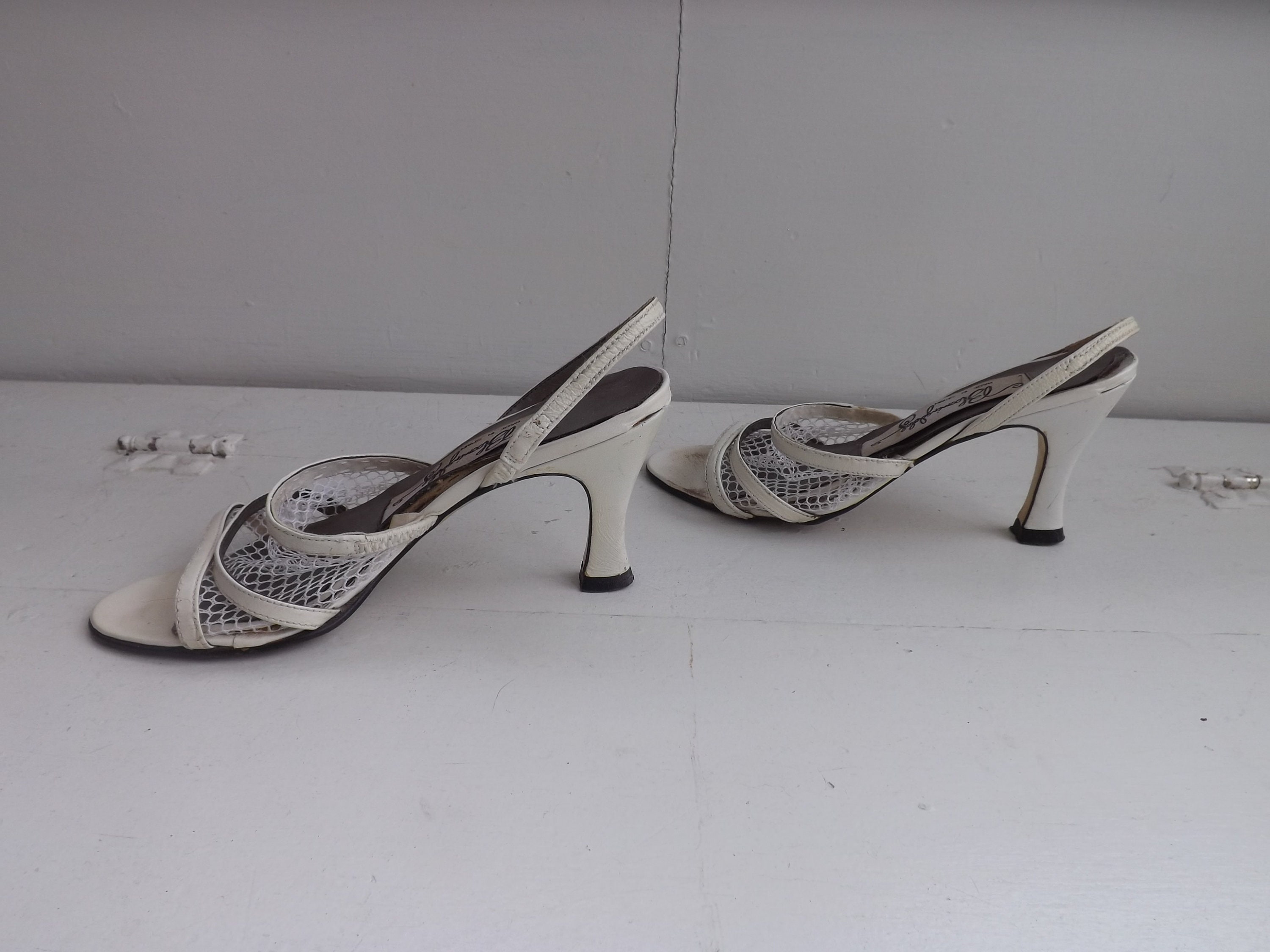 Fishnet Mesh Open Toe Heels White Summer Bloomingdales 5 | Etsy