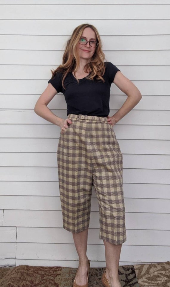 60s Clamdigger Pants Plaid High Waist Paddle and Saddle Yellow - Etsy