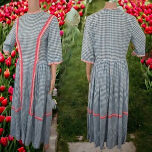 Gingham Homesteader Dress Pioneer Prairie Country Western 70s Folk L - Etsy