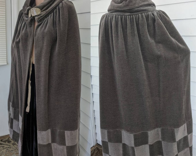 Antique Cloak Cape 20s Art Deco Gray Checkered Coat Plush S - Etsy