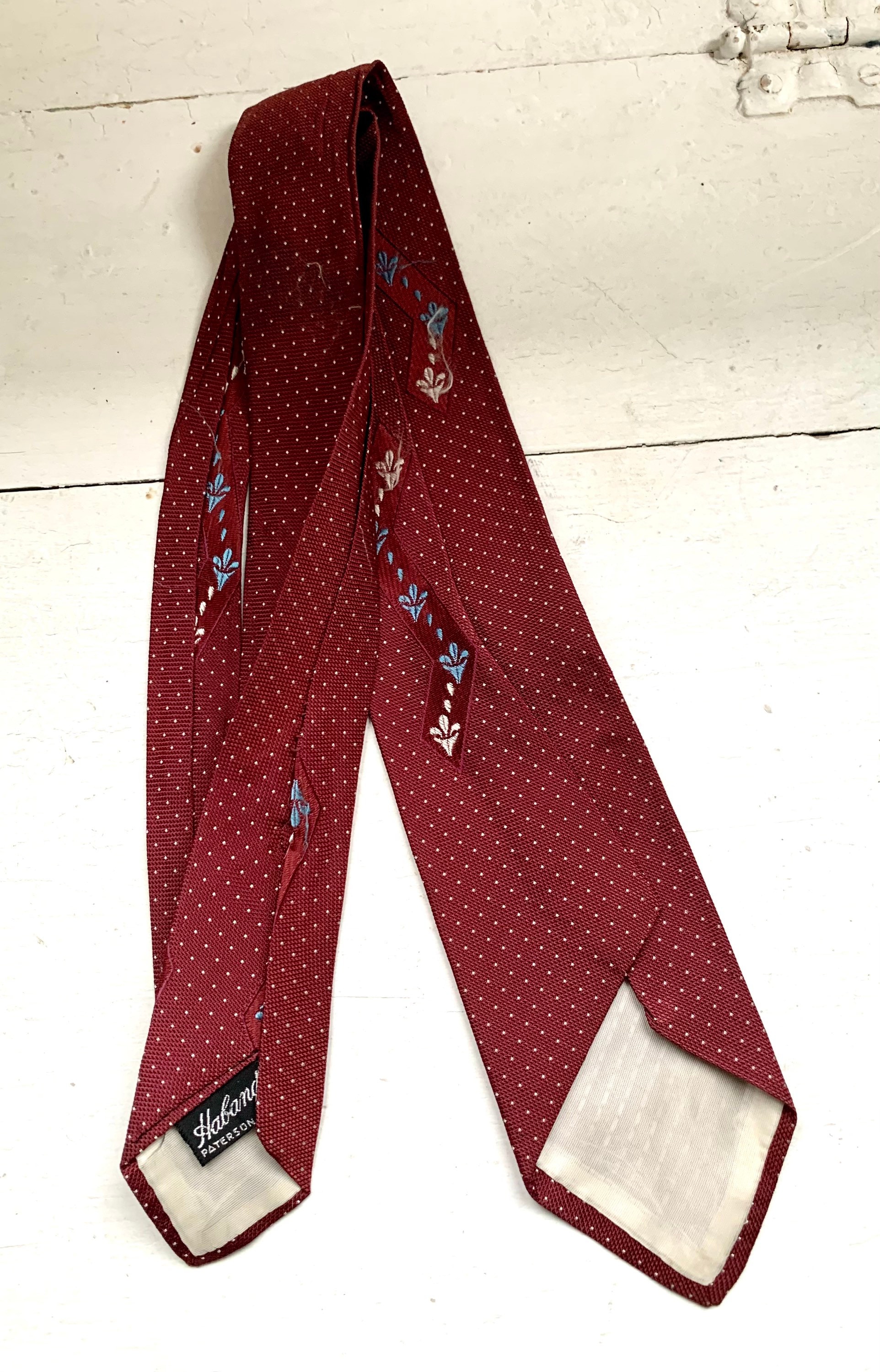 50s Dark Red Mini Dot Necktie Rayon Tie Vintage Haband - Etsy
