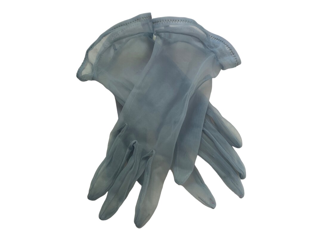 Vintage Sheer Gloves Sheer Blue Midcentury - Etsy