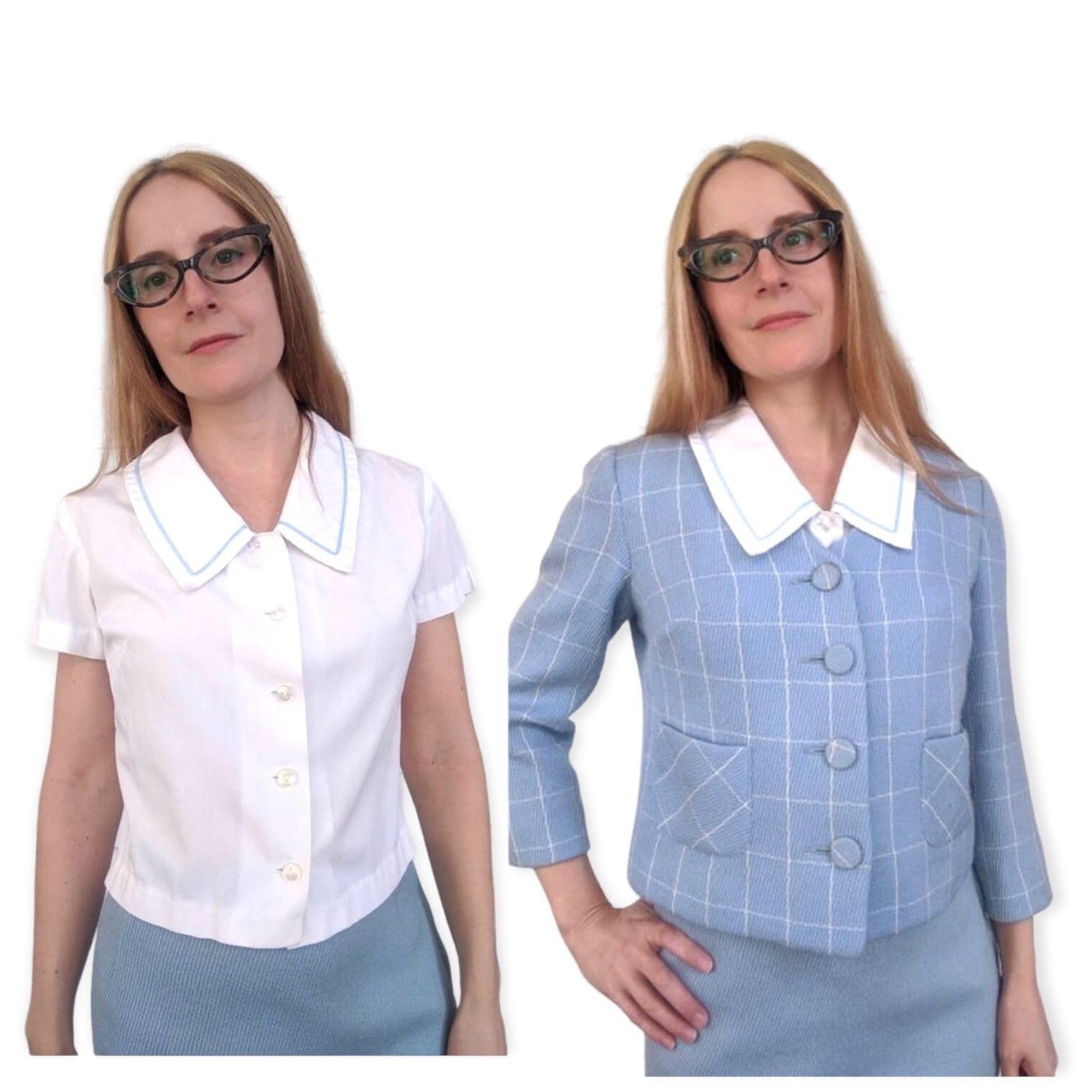 60s Blue Skirt Suit Short Jacket Vintage Bobbie Brooks XS 34 23 34 - Etsy