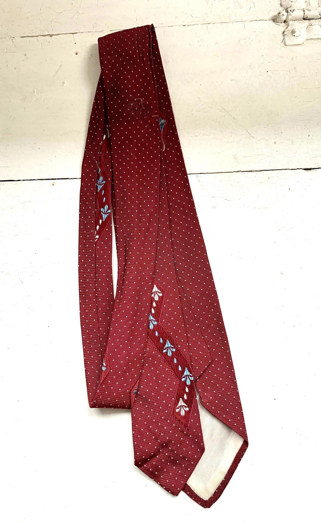 50s Dark Red Mini Dot Necktie Rayon Tie Vintage Haband - Etsy