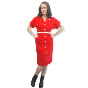 80s Red Polka Dot Dress Retro 1980s Vintage XS 3 - Etsy