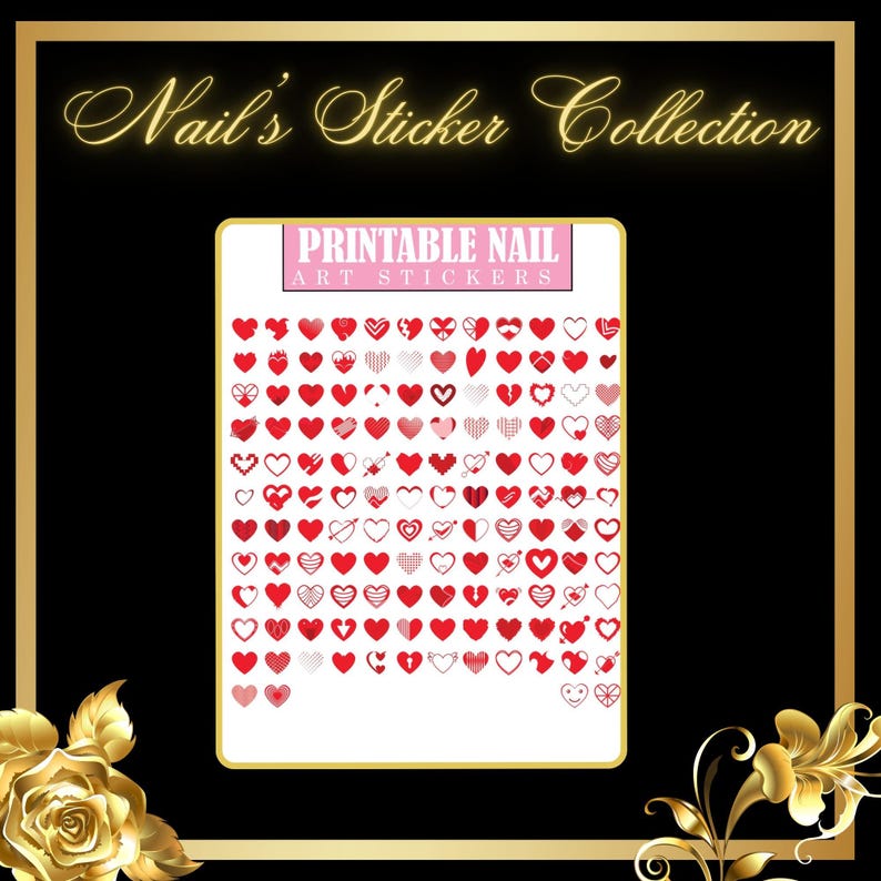 Printable Nail Stickers SVG Bundle: DIY Nail Art Decals (instant ...