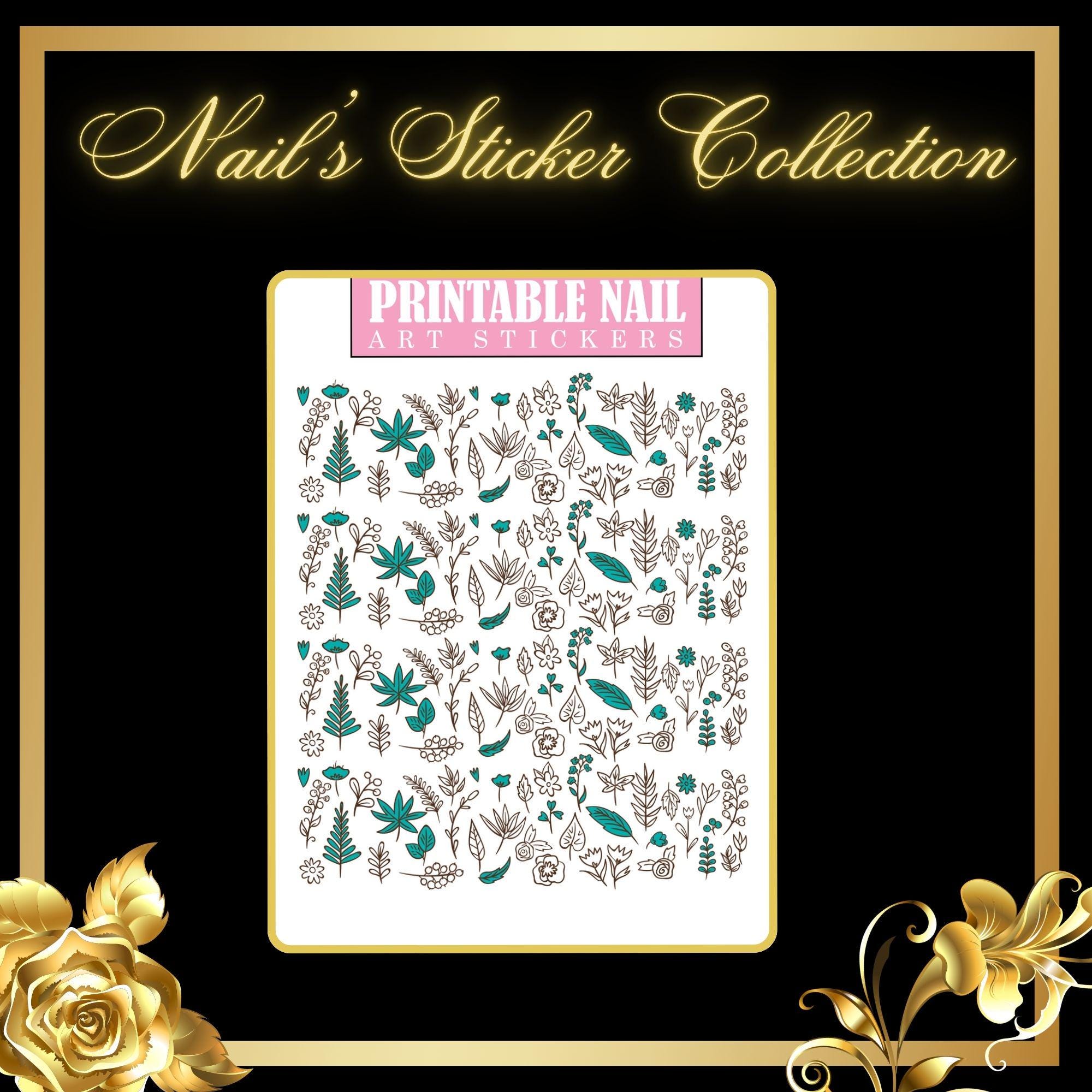 Printable Nail Stickers SVG Bundle: DIY Nail Art Decals (instant ...
