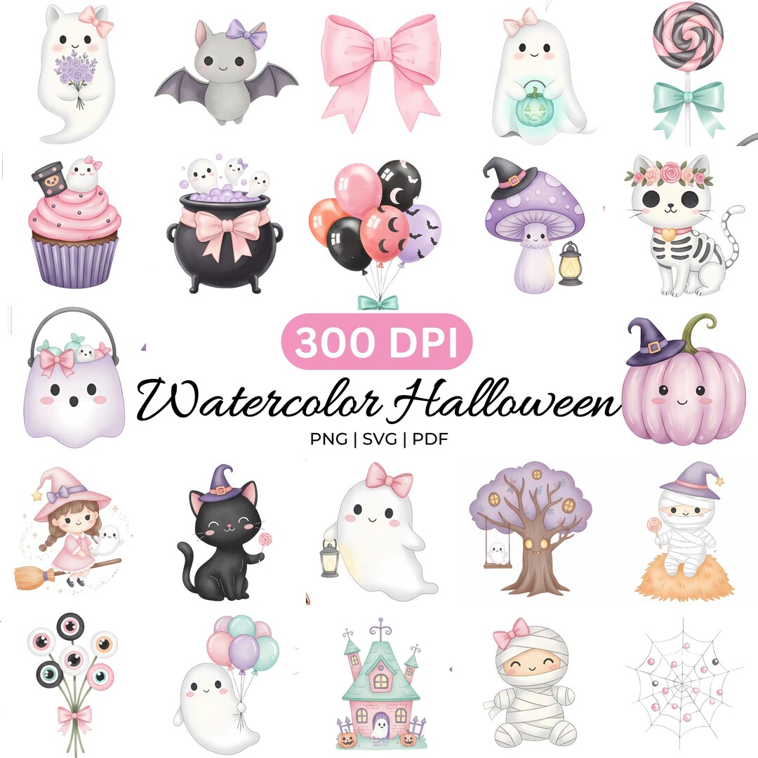 30 Cute Ghost Halloween Clipart 2025 Png Svg Pink Halloween Clipart ...