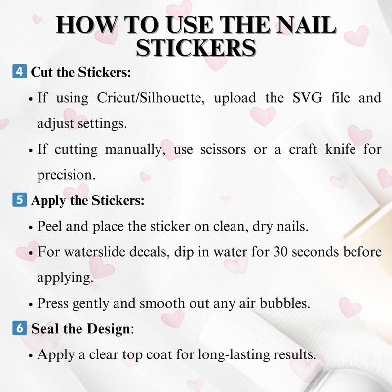 Printable Nail Stickers SVG Bundle, Nail Art Decals PNG, Cricut Nail ...