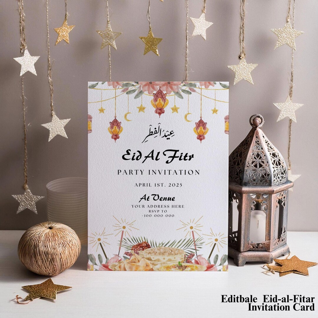 Eid Party Invitation Card, Ramadan Mubarak Eid Dinner Party, Eid Al ...