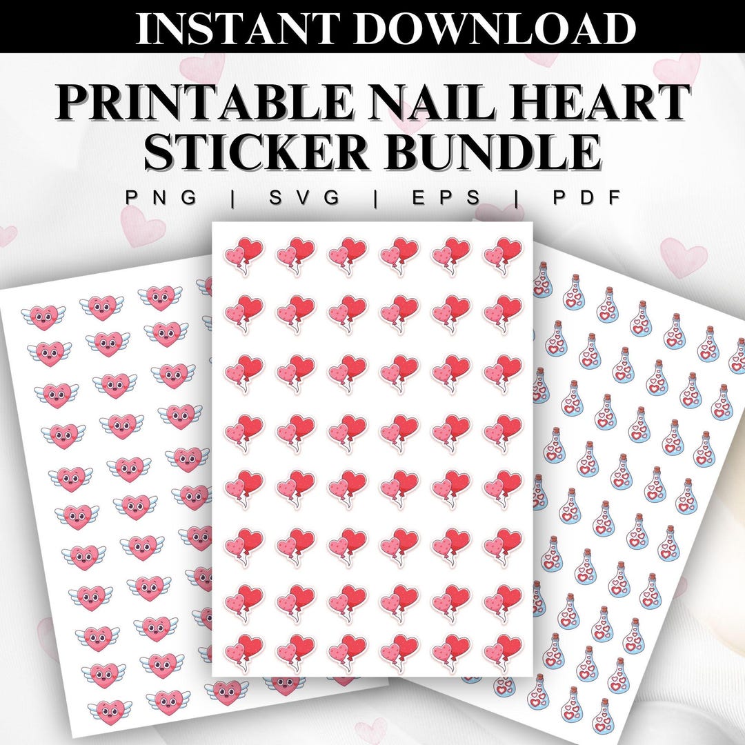 Printable Nail Stickers SVG Bundle, Nail Art Decals PNG, Cricut Nail ...