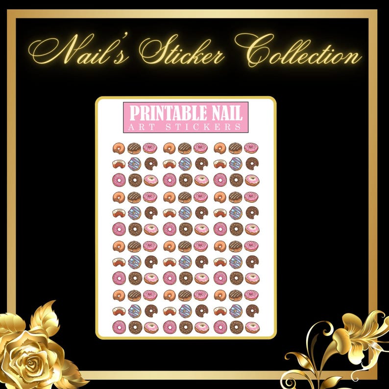 Printable Nail Stickers SVG Mini Bundle, Nail Stencils, Nail Art Decals ...