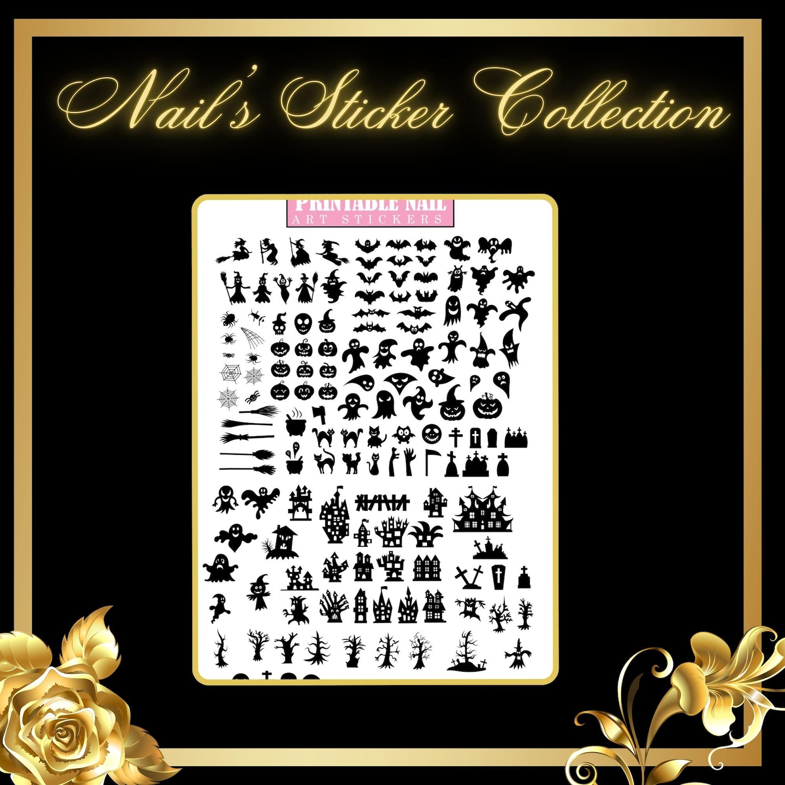 Printable Nail Stickers SVG Bundle: DIY Nail Art Decals (instant ...