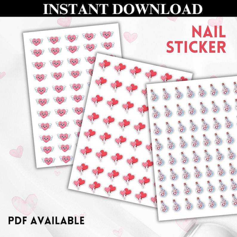 Printable Nail Stickers SVG Bundle, Nail Art Decals PNG, Cricut Nail ...