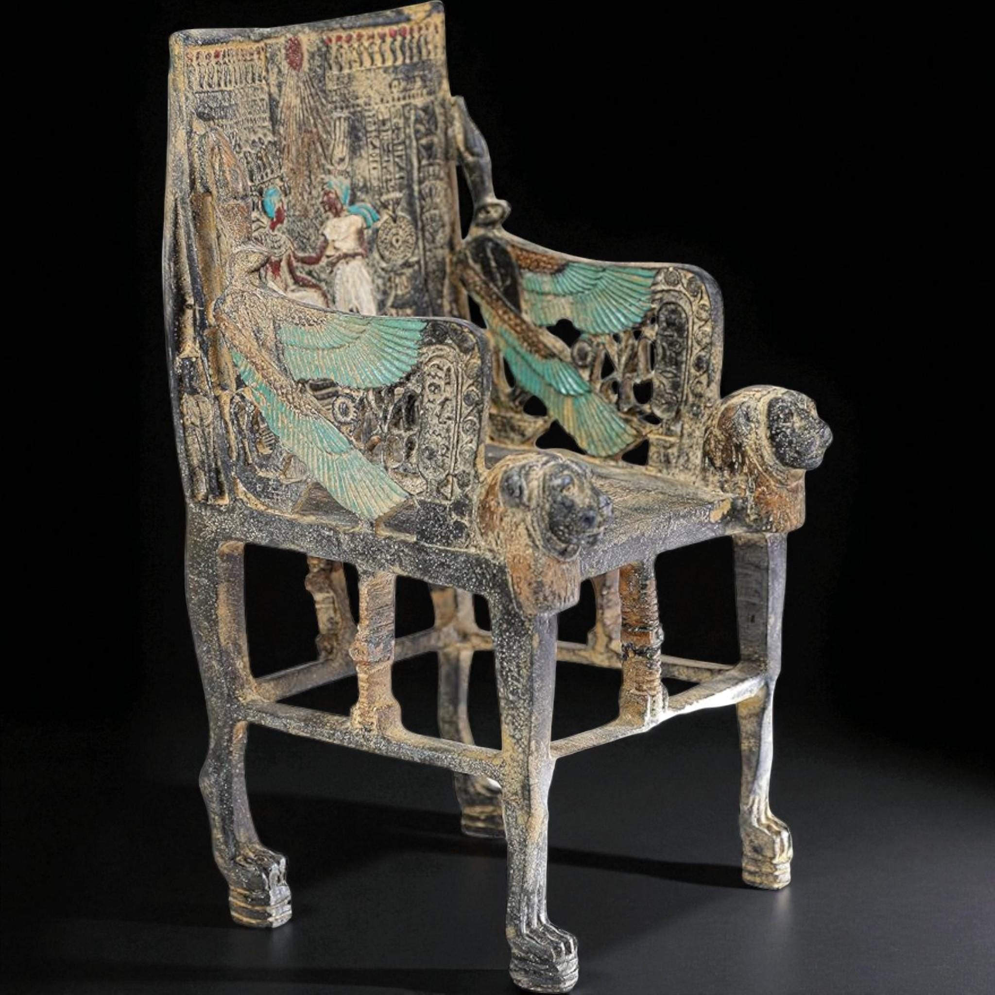 Regal Egyptian Pharaoh Throne Chair King Tut Style – Ancient Egypt Lion ...