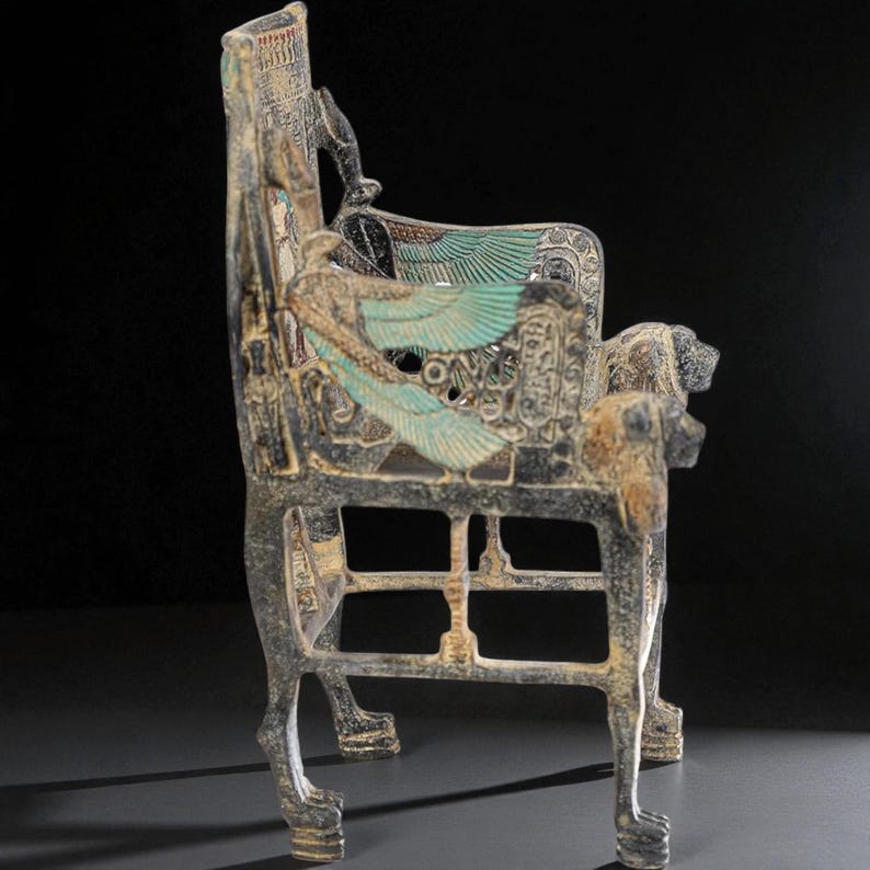Regal Egyptian Pharaoh Throne Chair King Tut Style – Ancient Egypt Lion ...