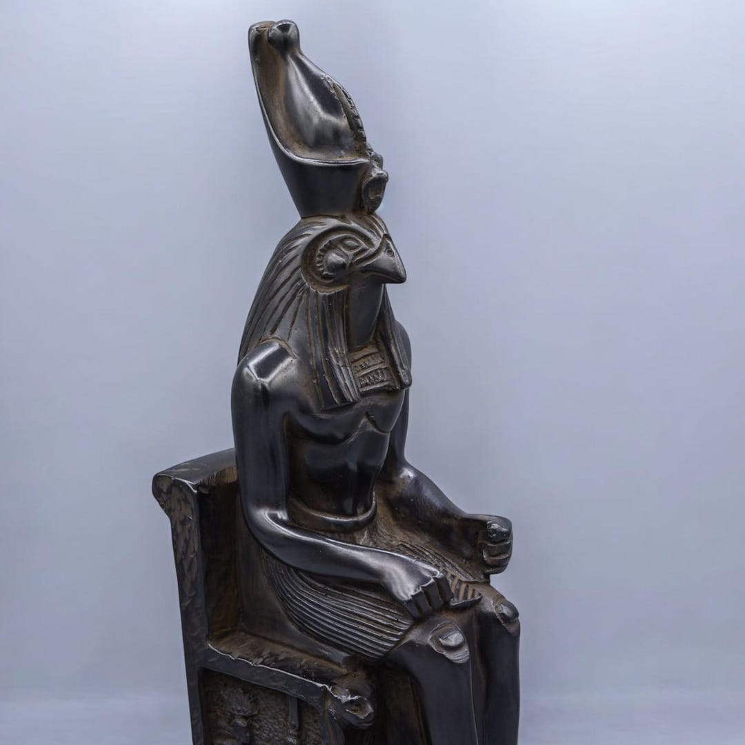 Ancient Egyptian God Horus Statue – Falcon-headed Deity on Throne ...