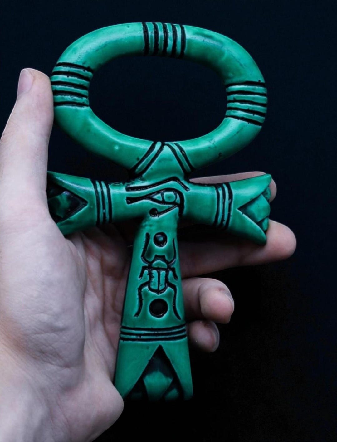 Jade Green Ankh Statue | Eye of Horus, Ancient Egyptian Amulet - Etsy