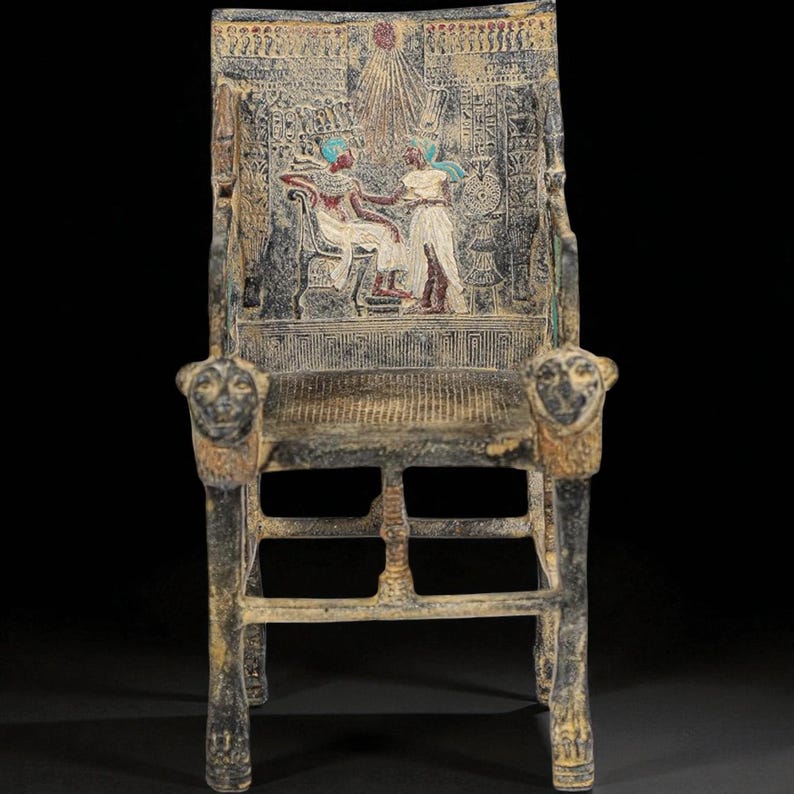 Regal Egyptian Pharaoh Throne Chair King Tut Style – Ancient Egypt Lion ...