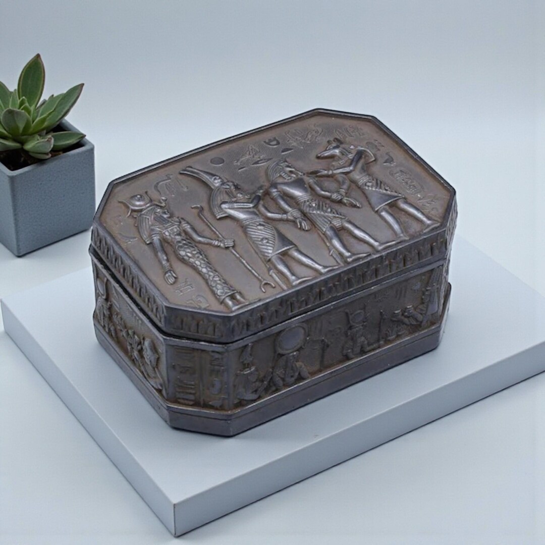 Egyptian Black Sarcophagus Box | Handcrafted Pharaoh Sculpture ...