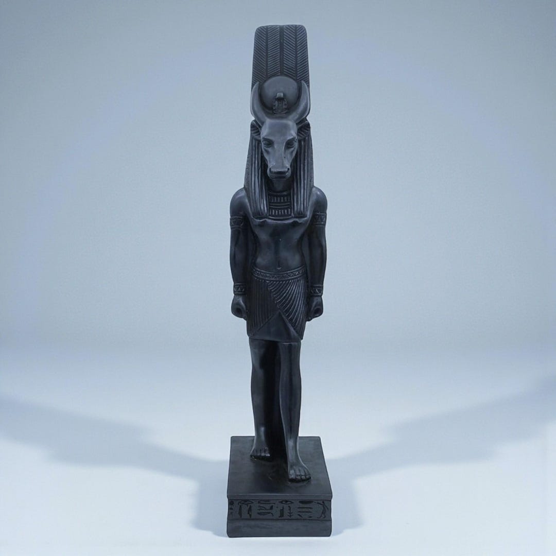 Ancient Egyptian God Montu Statue – Black Stone Montu Sculpture, Symbol ...