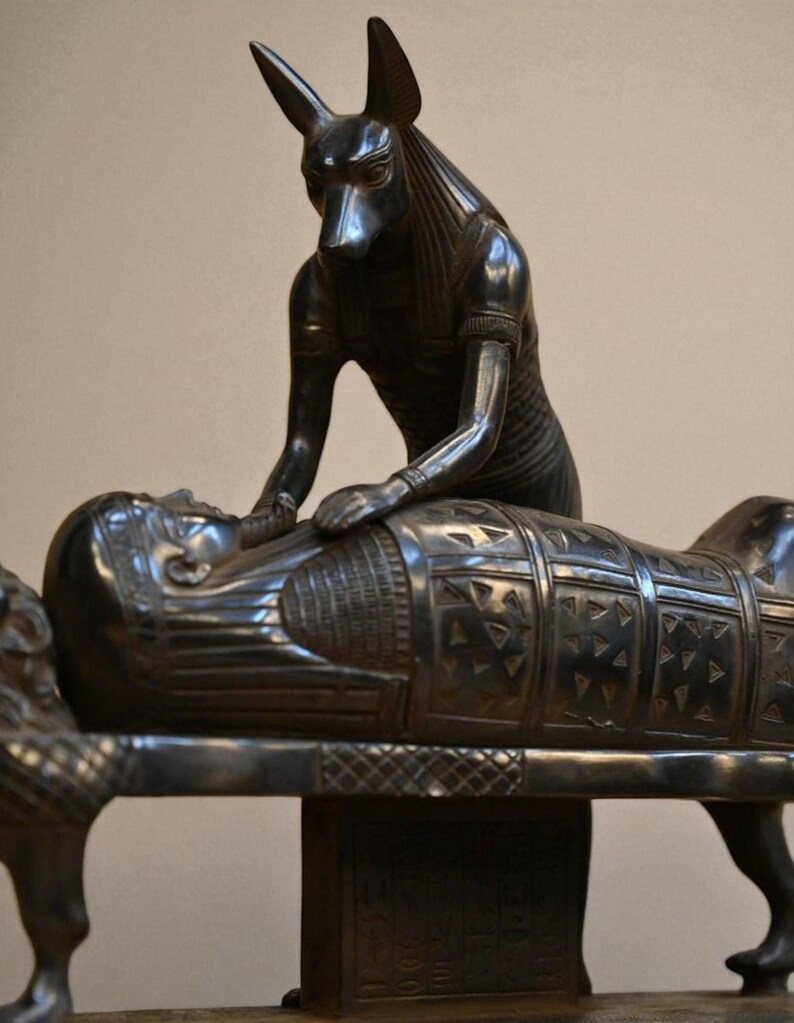 Anubis Mummification Statue | Egyptian God Sculpture, Dark Bronze ...