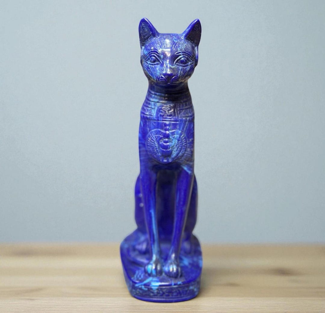 Egyptian Bastet Stone Cat Statue – Hand-carved Goddess Bast Figurine ...