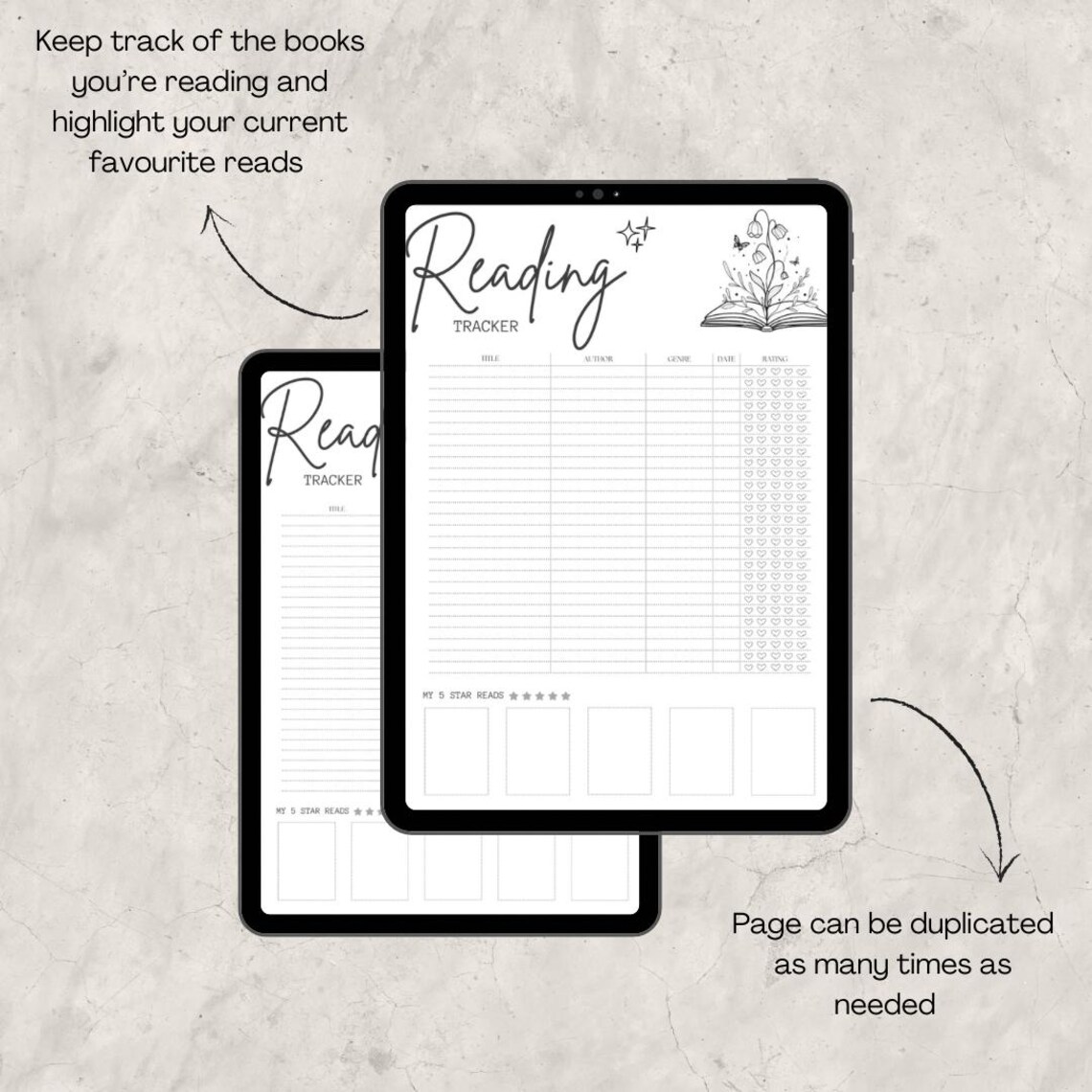 Digital Reading Tracker, Digital Reading Log, Reading Digital Planner ...