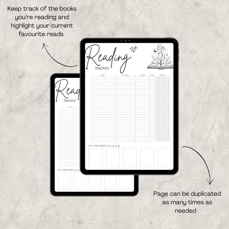 Digital Reading Tracker, Digital Reading Log, Reading Digital Planner ...