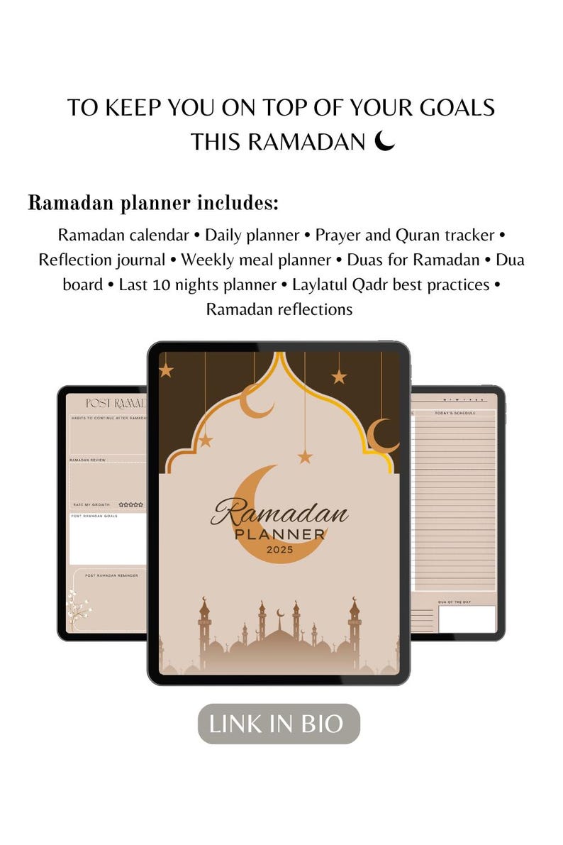 Ramadan Planner 2025, Digital Muslim 30 Day Planner, Ramadan Meal ...