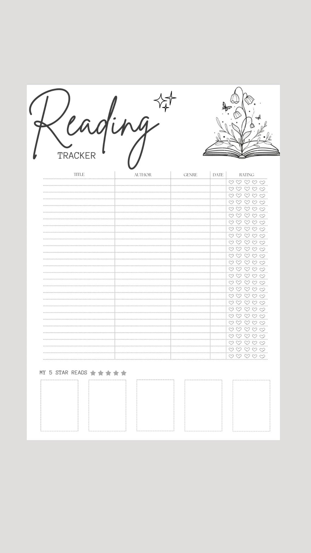 Digital Reading Tracker, Digital Reading Log, Reading Digital Planner ...