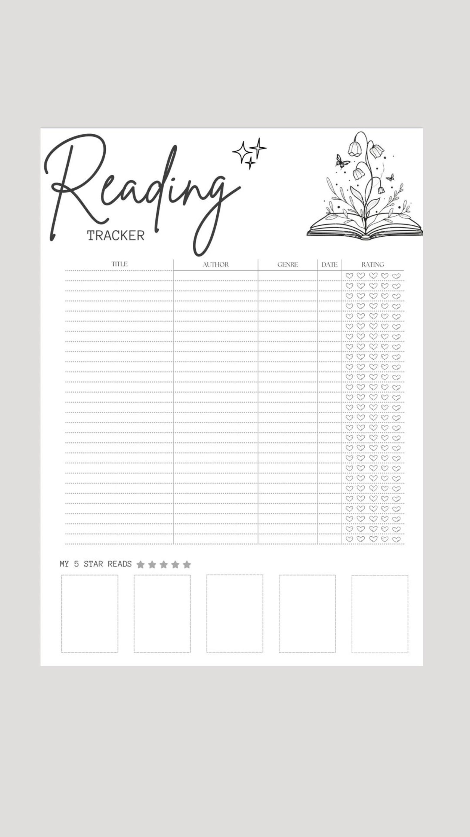 Digital Reading Tracker, Digital Reading Log, Reading Digital Planner ...