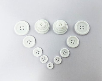 100pcs White Sewing Buttons,4-hole Craft Buttons, 5 Sizes ,with ...