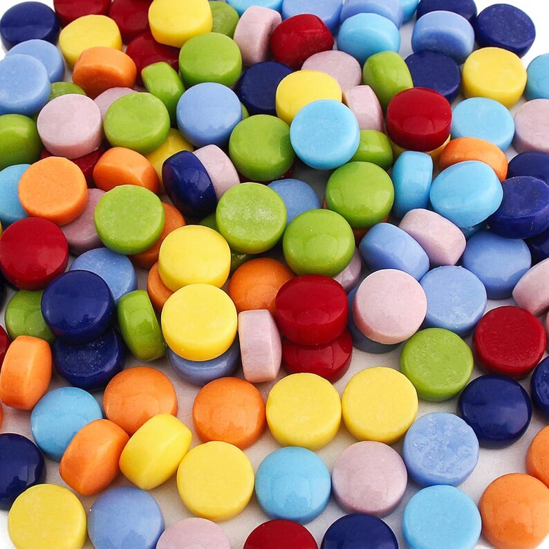 Round Glass Mosaic Tiles for Crafts, 200g Penny Circle Glass Pieces - Etsy