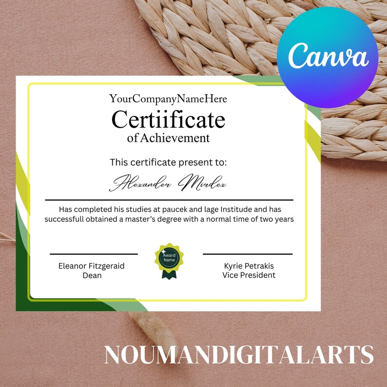 EDITABLE Certificate of Achievement Certificate, PRINTABLE Professional ...