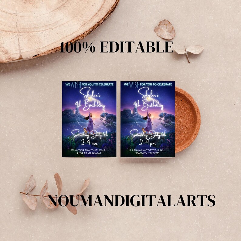 Editable Wish Birthday Party Invitation | Wish Movie Party | Princess ...