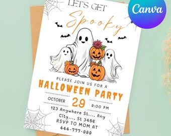 Editable Halloween Birthday Party Invitation Template Ghost Birthday ...
