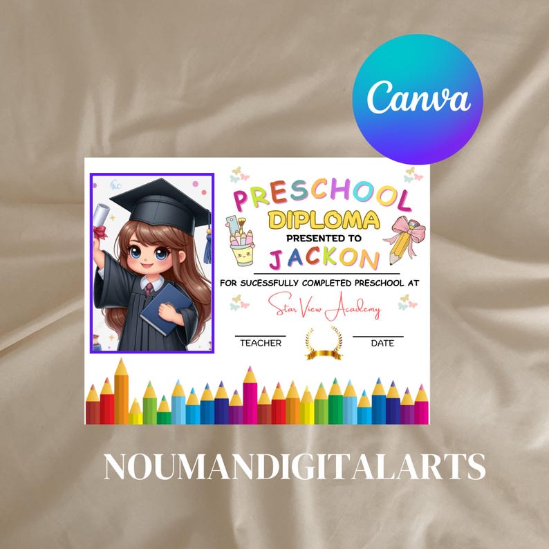 Editable Preschool Graduation Certificate, Prek Diploma Template, End ...