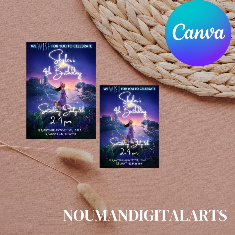 Editable Wish Birthday Party Invitation | Wish Movie Party | Princess ...