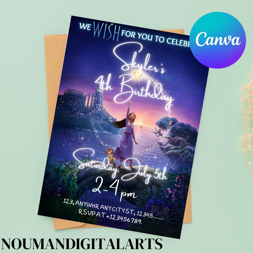 Editable Wish Birthday Party Invitation | Wish Movie Party | Princess ...