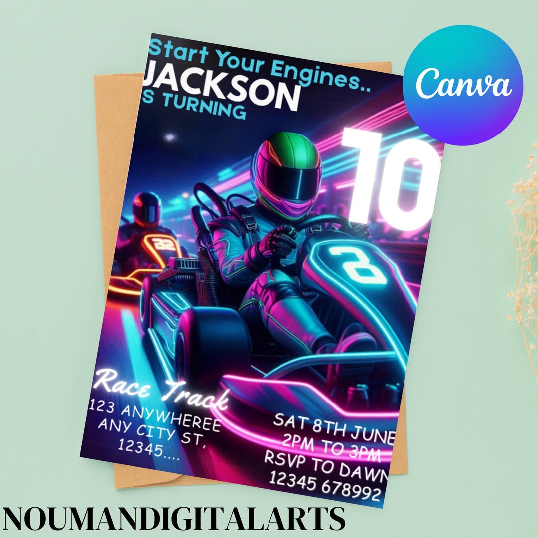 Editable Race Car Birthday Invitation, Racecar Party, Racing Party ...