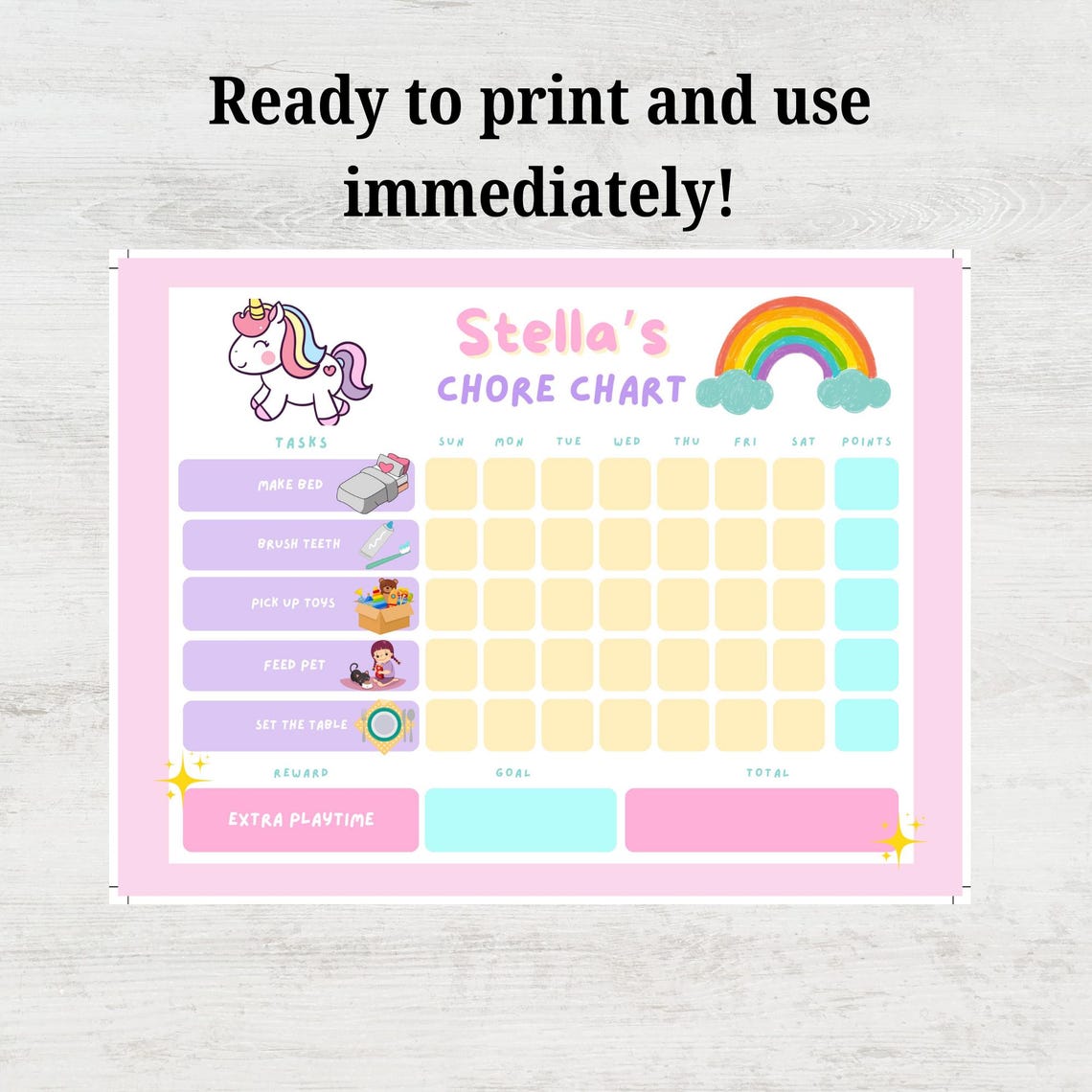 Daily Routine Chart for Toddlers, Printable Chore Chart for Kids ...