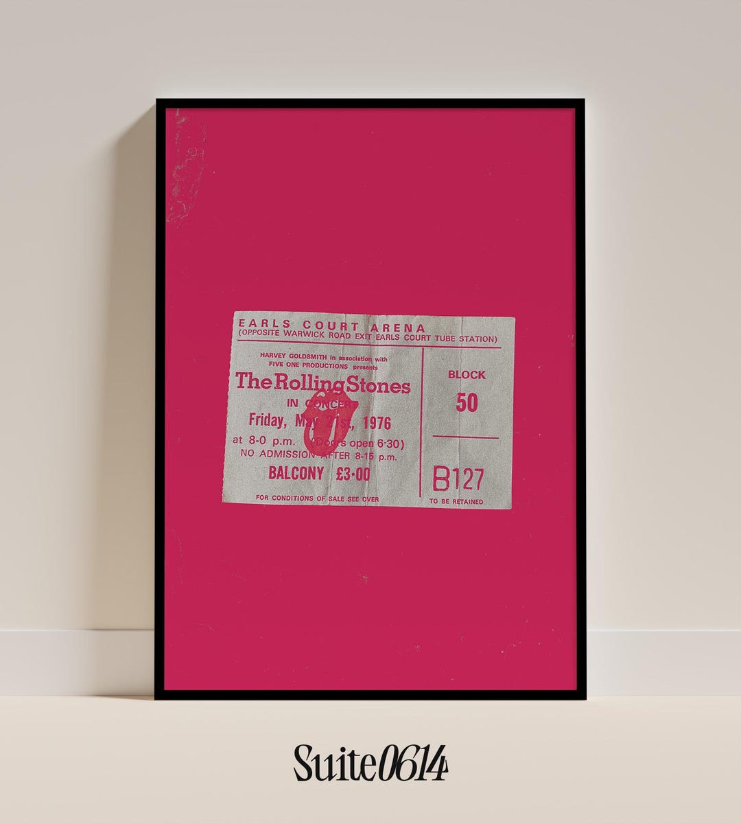 Rolling Stones Vintage Ticket Printable Wall Art / Vintage Retro ...