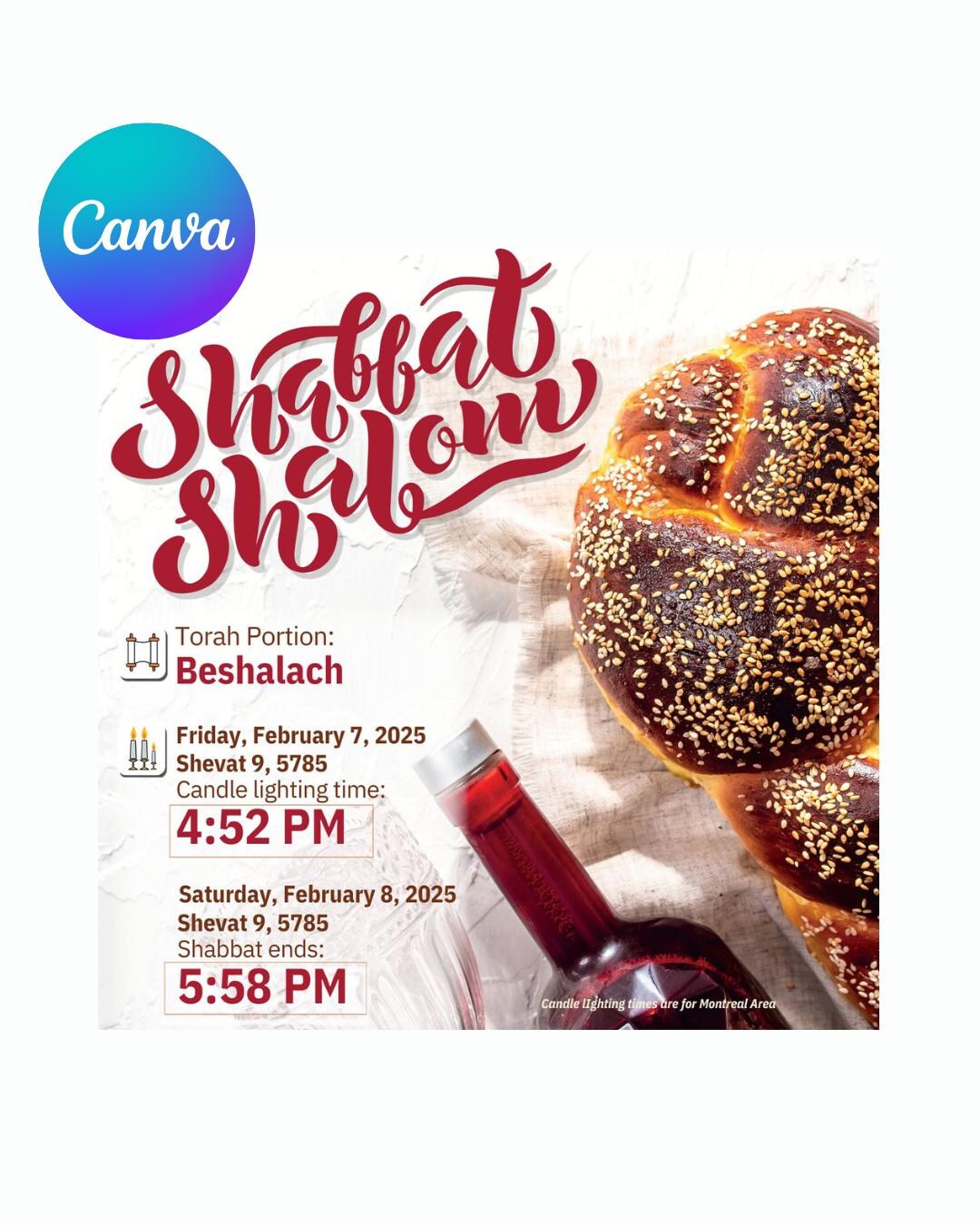 Shabbat Shalom Editable Greeting Post Shabbos Message Shabbat Times ...