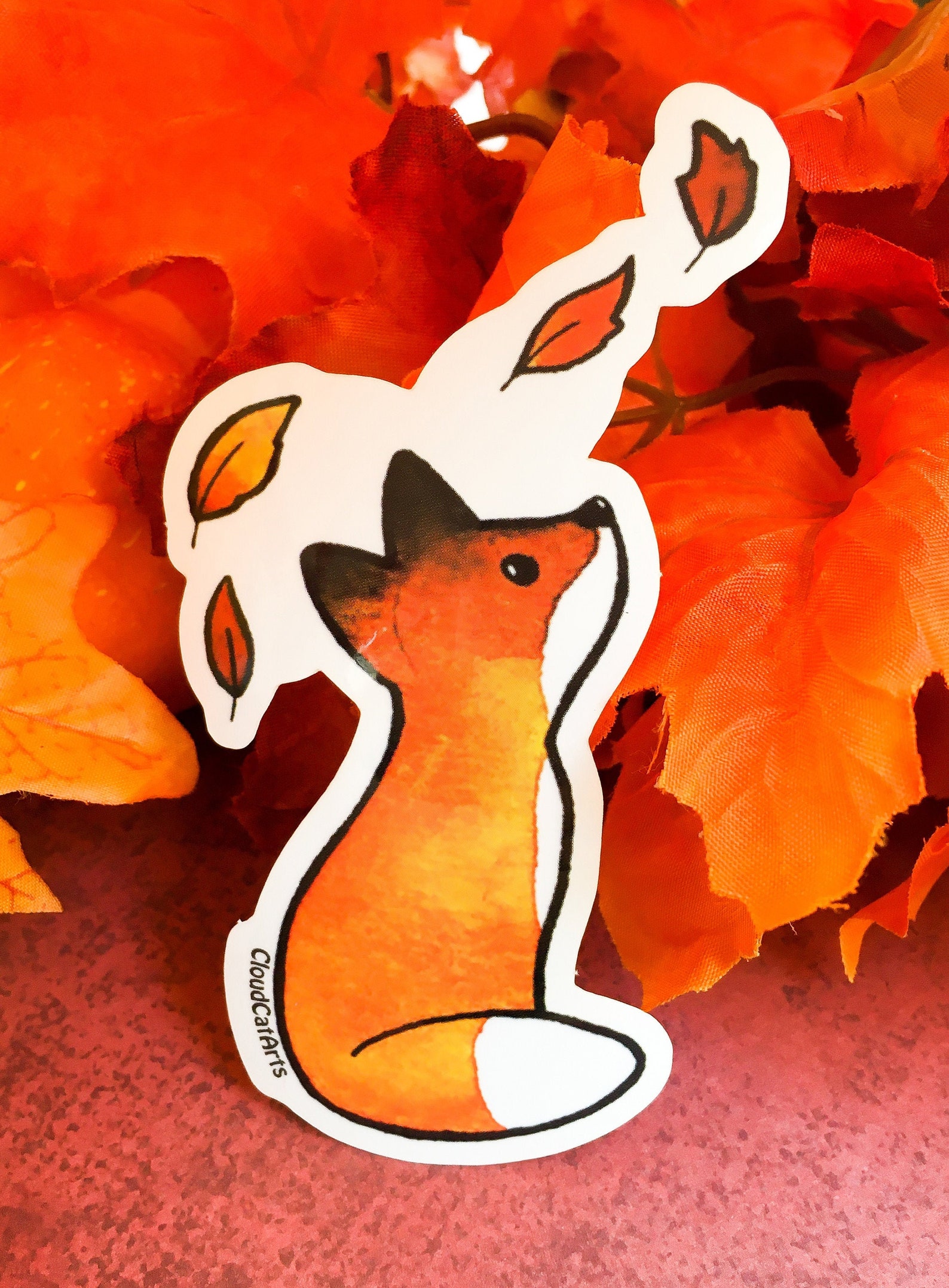 CLEAR BACKGROUND Orange Fox in the Leaves Die Cut Vinyl | Etsy