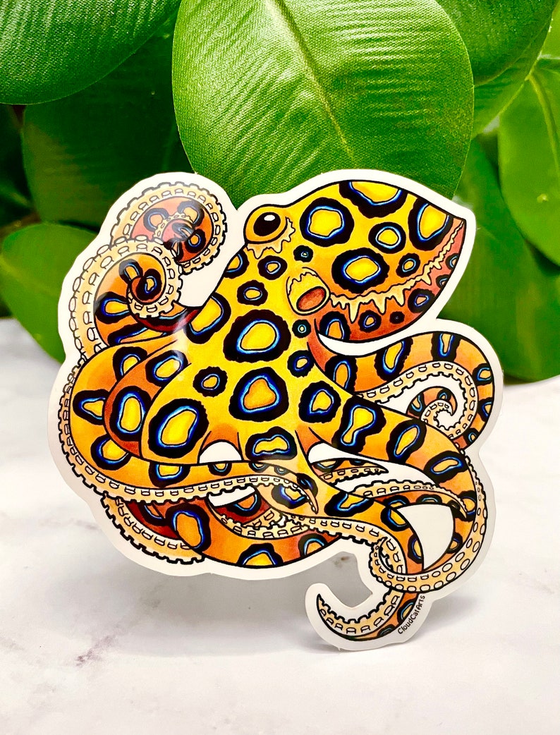 Blue Ringed Octopus Die Cut Vinyl Sticker Weather | Etsy