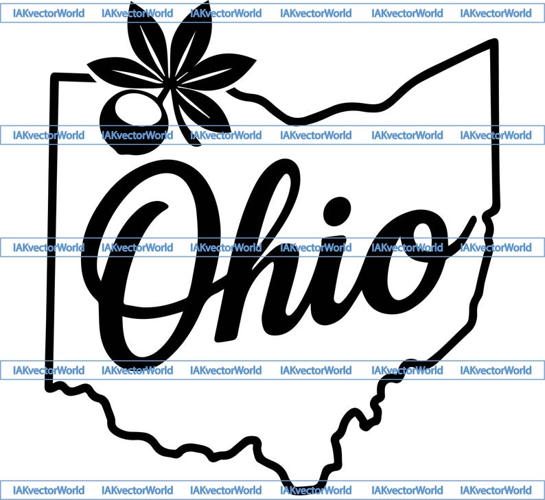 Ohio State Shape SVG With Buckeye Tree | State Outline Clipart | Ohio ...