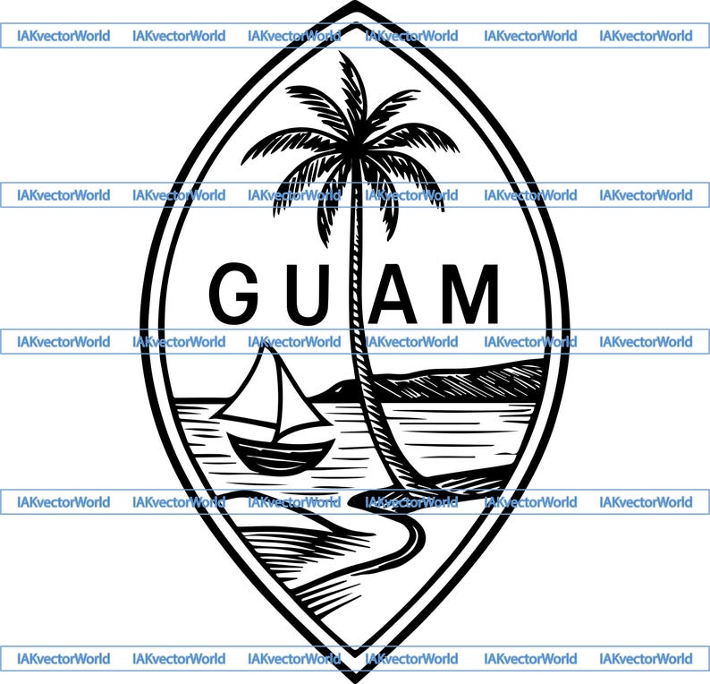 Guam Flag Center Crest SVG | Guam Seal SVG | Tropical Island Design ...