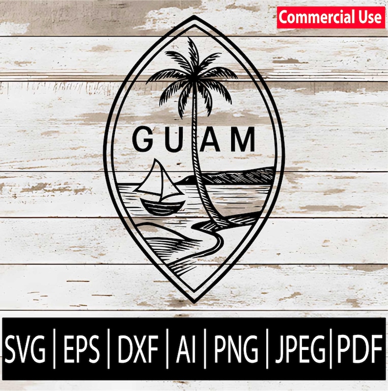 Guam Flag Center Crest SVG | Guam Seal SVG | Tropical Island Design ...