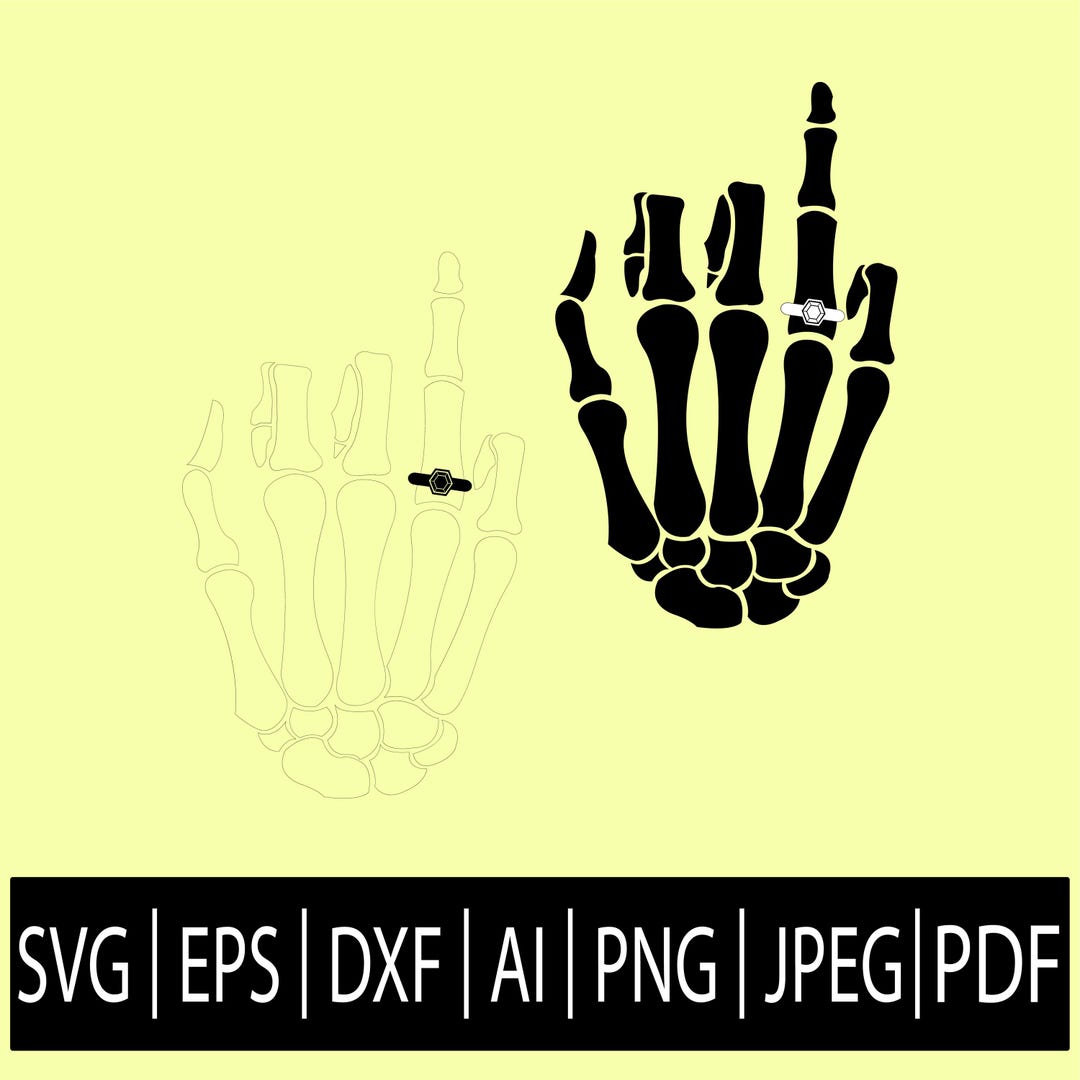 Skeleton Bride Finger, Skeletal Wedding Hands Icon, Logo Cut File ...